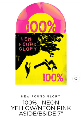 New Found Glory / 100% 7 inch LP - Limited 400 Neon pink/Neon Yellow ...