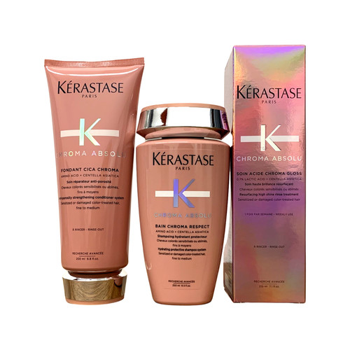 Kerastase Chroma Absolute Gift Set: Bain Chroma Respect 8.5oz, Fondant ...