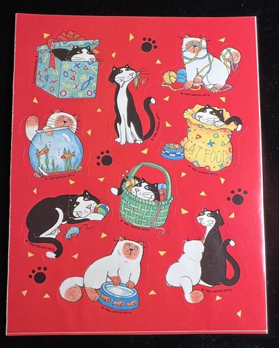 Vintage 1990 Gibson Izzy Playful Cats Sticker Sheet | eBay