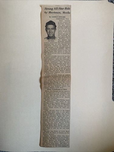 Sammy Meeks Atlanta Crackers 1958 Sporting News Baseball 2X11 Panel | eBay