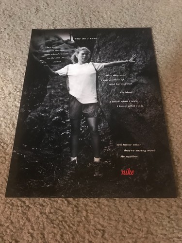 Vintage NIKE RUNNING CAMPAIGN "WHY DO I RUN?" Poster Print Ad WOMAN ...