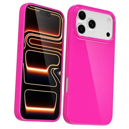 for iPhone Case Silicone, Glossy Soft Rubber Gel Jelly 17 Pro Neon Hot ...