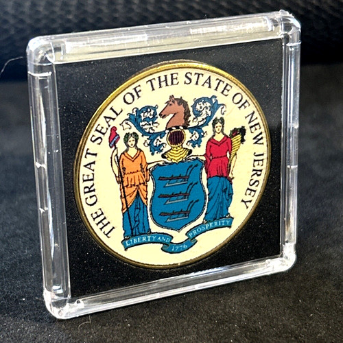 NEW JERSEY (NJ) State Seal Challenge Coin Colorized USA WITH CASE #NJ ...