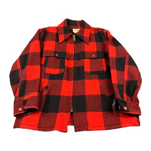 Vintage Woolrich Hunting Buffalo Wool Barn Jacket Coat Mackinaw Size L ...
