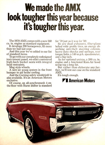 1970 AMERICAN MOTORS AMX MUSCLE CAR—VINTAGE AMC MAGAZINE ADVERTISEMENT ...