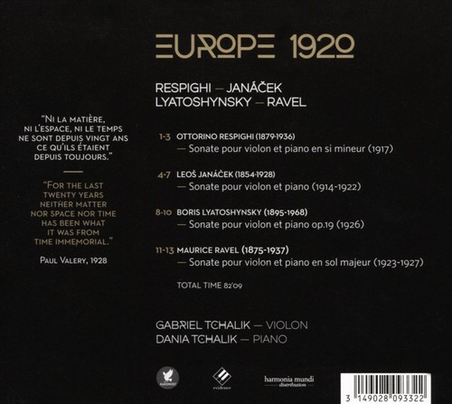 GABRIEL TCHALIK / DANIA TCHALIK EUROPE 1920: RESPIGHI, JANÁCEK ...