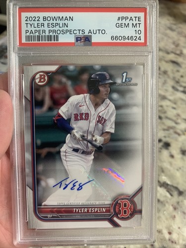 2022 Bowman Tyler Esplin Paper Auto PPA-TE Red Sox 1st Bowman PSA 10 ...