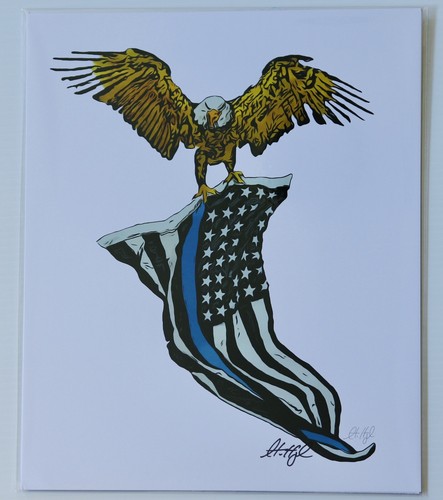 Thin Blue Line Flag Eagle Art Print Artwork. | eBay