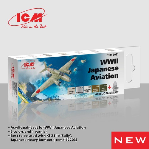 Acrylic Paint Set for WWII Japanese Aviation for ICM 72203 - ICM 3021 ...