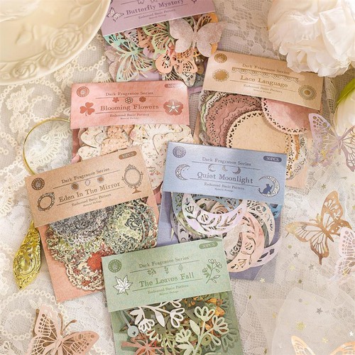 30X Lace Moon Bloom Paper Die Cut Stickers Journal Album Diy ...