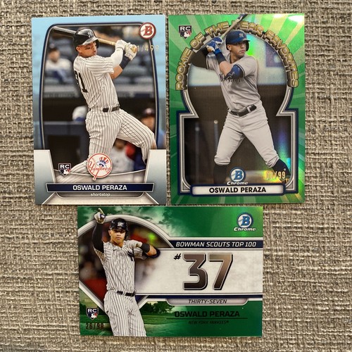 2023 Bowman Chrome Oswald Peraza RC Lot Green Refractor /99 Top 100 ...
