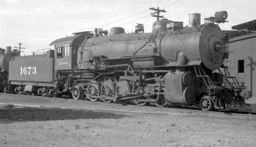 AT&SF Santa Fe Railroad locomotive engine No. 1673 type 2-10-2 OLD ...