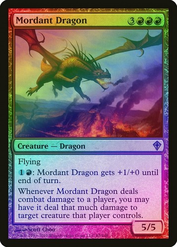 Mordant Dragon FOIL Worldwake HEAVILY PLD Red Rare MAGIC GATHERING CARD ...