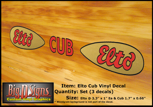 1930's Evinrude Elto Cub Vinyl Decal Set - Elto @ 3.3" x 1" Ea Cub @ 1. ...