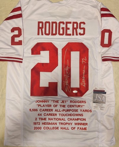 Johnny Rodgers signed Stat custom Jersey auto autograph JSA size XL ...