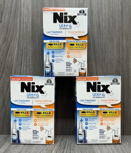 3 Nix Ultra Lice Removal Kit Lice Treatment Hair Solution & Home ...