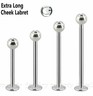 16G 14G 4mm Clear Gem Top Surgical Steel Extra Long Sizes Labret Cheek ...