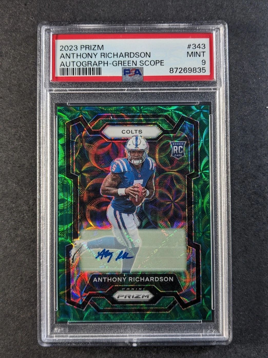 Anthony Richardson 2023 Prizm #343 Rookie Autographs - Green Scope /75 ...
