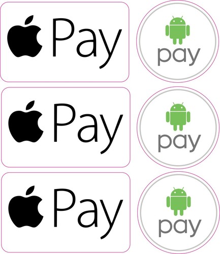 CREDIT CARD LOGO STICKER DECALS x3 APPLE PAY, ANDROID PAY | eBay