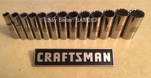 CRAFTSMAN 13pc 3/8" Dr 12pt DEEP LENGTH METRIC socket set (9-19,21 ...