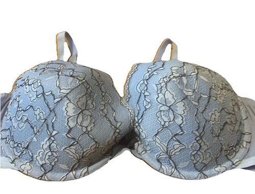 Excellent Condition M&S Padded Underwired Bra Blue With Black Stitching ...