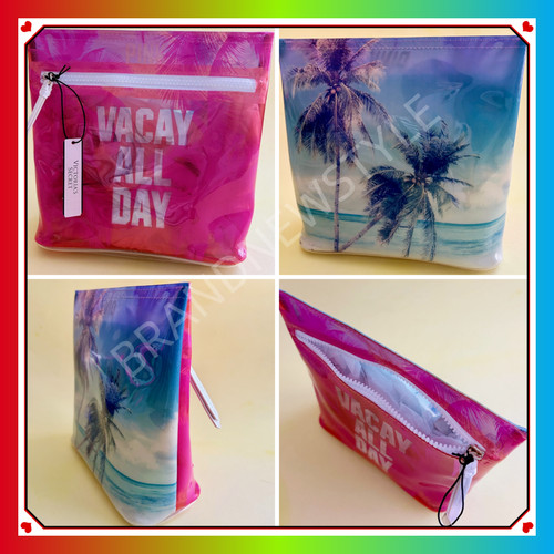 Victoria's Secret PINK VACAY ALL DAY ZIP Cosmetic Pouch MAKE UP BAG NEW ...