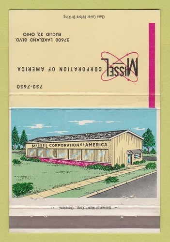 Matchbook Cover - Missel Corp of America Euclid OH ammunition missiles ...