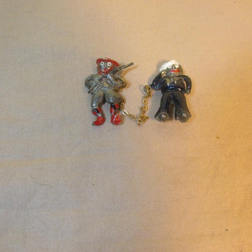 Pair Antique WW1 Sweetheart Pins Brooches, Enameled Sailor and Soldier ...