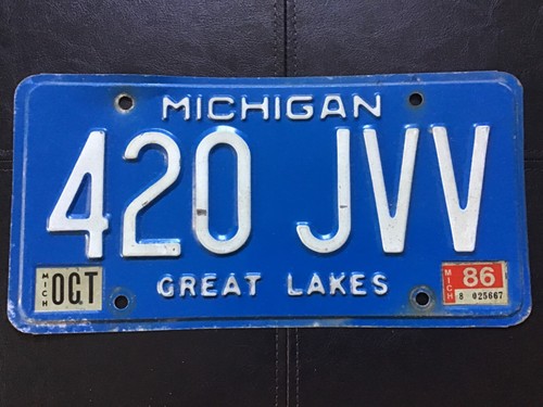 1986 Michigan License Plate Tag 420 JVV | eBay