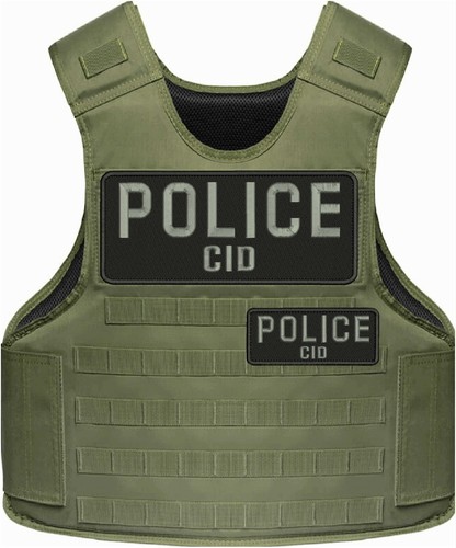 POLICE CID EMBROIDERY PATCH 4X10 AND 2X5 hook on back gray on black | eBay