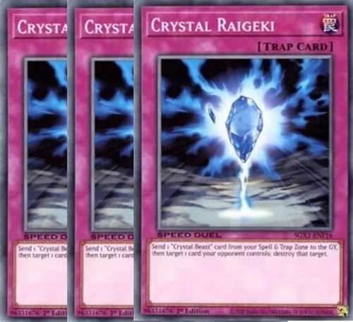 Yugioh - Crystal Raigeki x 3 - 1st Edition NM - Free Holographic Card ...