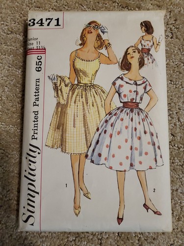 Vtg Simplicity Pattern 3471 Juniors Dress & Cummerbund Sz 11 B31 1/2 | eBay