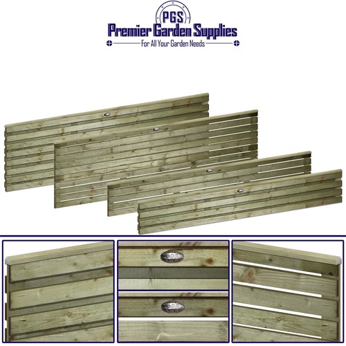 1ft-2ft Roma Single/Double Slatted Venetian Fence Panel Treated Timber ...