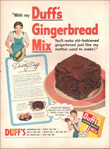 1950 Vintage ad Duff's Gingerbread Mix retro dessert Cake saucer art | eBay