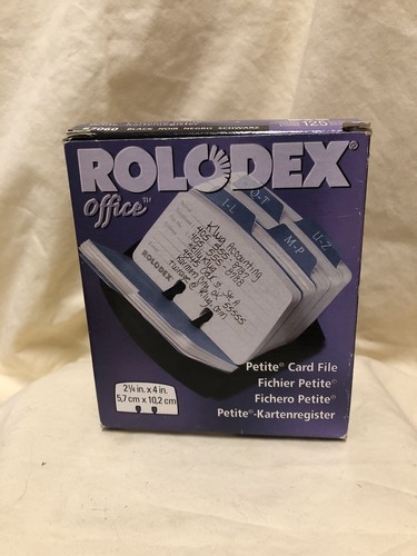 ROLODEX 67060 Black Petite Card File with 125 Cards Dividers NOB 2.25 ...