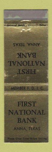 Matchbook Cover - First National Bank Anna TX | eBay