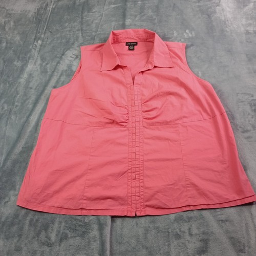 Lane Bryant Top Womens 24 26 Sleeveless Pink Blouse Collared Hook & Eye ...