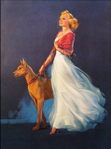 Lady with Great Dane by Irene Patten vintage art | eBay