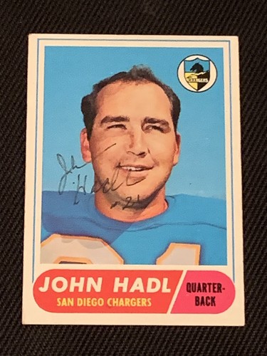 JOHN HADL 1968 TOPPS SIGNED AUTOGRAPHED CARD #63 SAN DIEGO CHARGERS | eBay