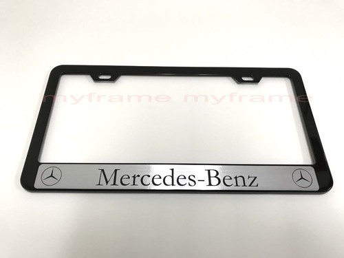 1pcsMERCEDES *HALO* BLACK Metal License Plate Frame Tag Holder with ...