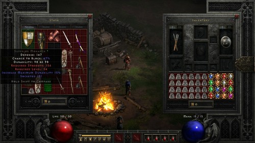 diablo 2 resurrected D2R Superior Monarch 15% Durability 3os 3 socketed ...