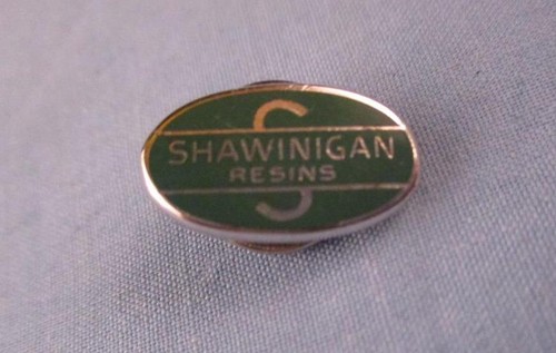 Shawinigan Resins Lapel Pin Tie Tack Sterling Silver Green Oval Logo ...