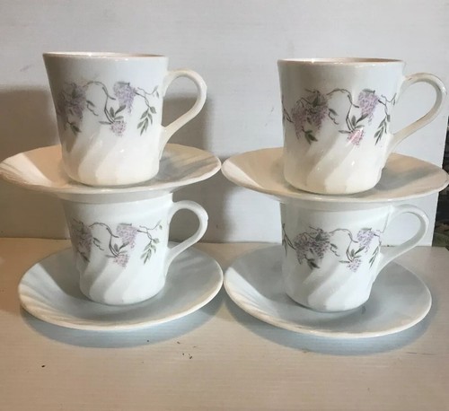 Corelle by Corning "Wisteria" set of 4 cups & saucers | eBay