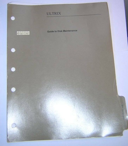 Vintage DEC ULTRIX Original Printed Guide to Disk Maintenance Manual ...