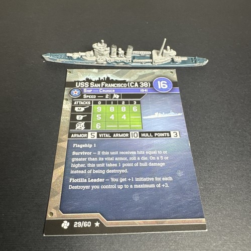 Axis Allies War at Sea TASK FORCE USS San Francisco (CA 38) 29/60 with ...