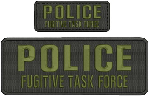 Police Fugitive Task Force embroidery patches 4x10 and 2x5 hook on back ...