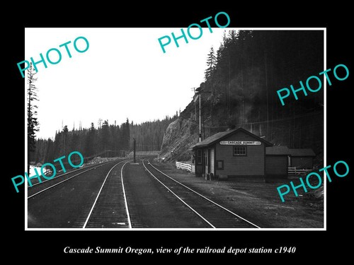 OLD 8x6 HISTORIC PHOTO OF CASCADE SUMMIT OREGON RAILROAD DEPOT STATION ...