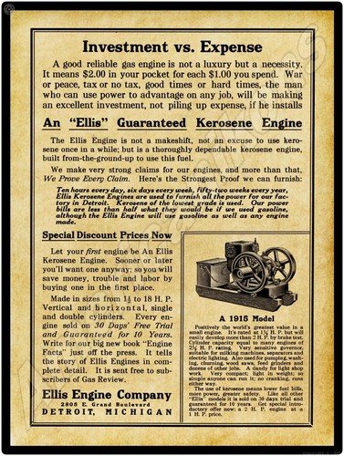1915 Ellis Engine Co. Gas Engines New Metal Sign: LARGE SIZE 12 x 16 | eBay