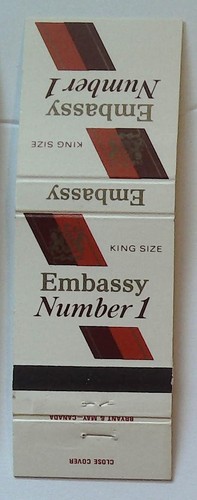 Embassy Number 1, Vintage Matchbook Cover | eBay