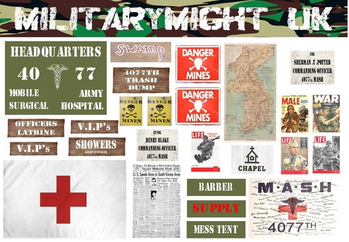 1 16 1 18 3.75" FIGURES MASH 4077TH UNIT KOREAN WAR PACK DECALS DIORAMA ...